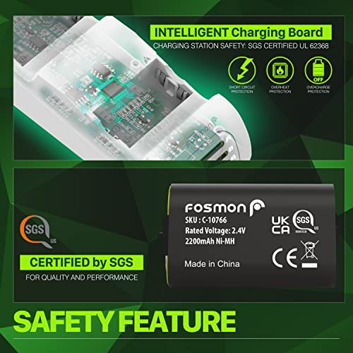 Fosmon Quad PRO 2 MAX Charger Compatible with Xbox Series X/S, Xbox One/One X/One S Elite Controllers, High Speed Docking Charging with High Capacity 4X 2200mAh Rechargeable Battery Packs - White