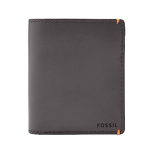 Fossil Men's Joshua Vegan Cactus Leather Slim Minimalist Bifold Front Pocket Wallet, Lead Gray, (Model: ML4462109)