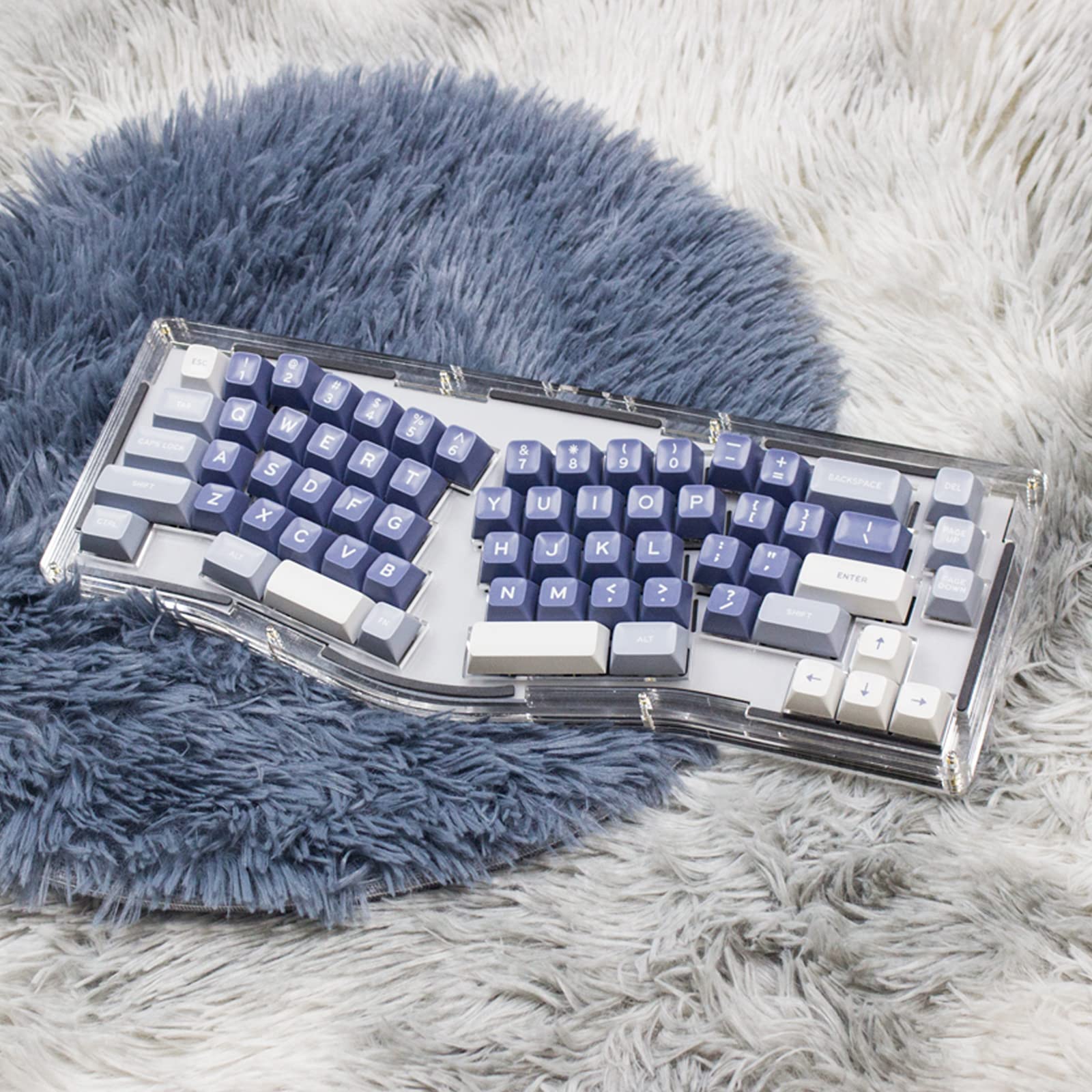 Hyekit Custom Gaming Keyboard - Alice Layout 66 Keys - Support QMK/Via - Gasket Structure - USB C Wired Mechanical Keyboard Kit - RGB Hot Swappable Switches & Keycaps - Acrylic Shell - Transparent