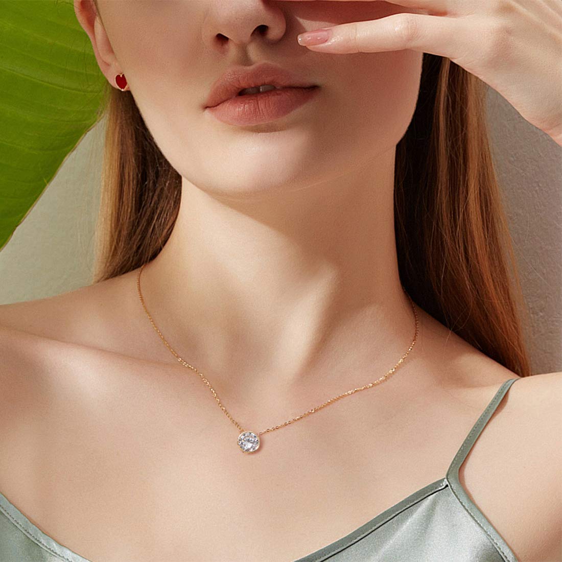 FANCIME 14k Solid Yellow Gold 1 Carat 6.5mm Moissanite Classic Bezel Set Solitaire Gemstone Pendant Necklace for Women Girls, Gold Chain 16 + 2 inch Extender