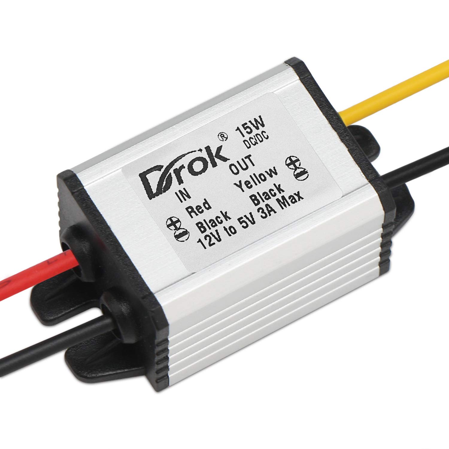 DROK 12v to 5v Volt Converter, DC 8-35V to 5V 3A 15W Voltage Regulator Board Power Supply Module, 9V 12V 24V Waterproof Car Volt Step Down Buck Converter