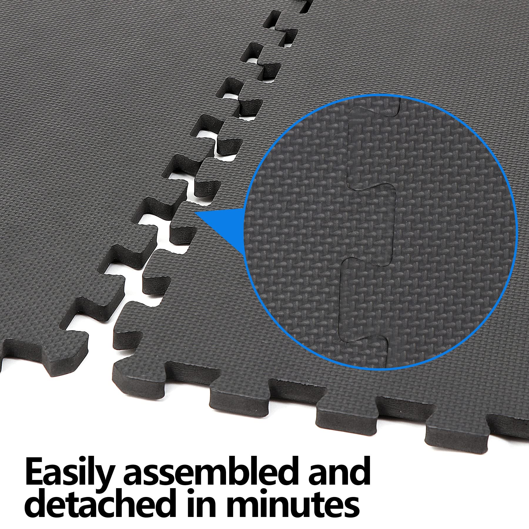 HomGarden Puzzle Exercise Mat 1/2’’ EVA Interlocking Foam Floor Mats for Exercise Equipment Home Gym Workout Mat(24 Tiles) Black