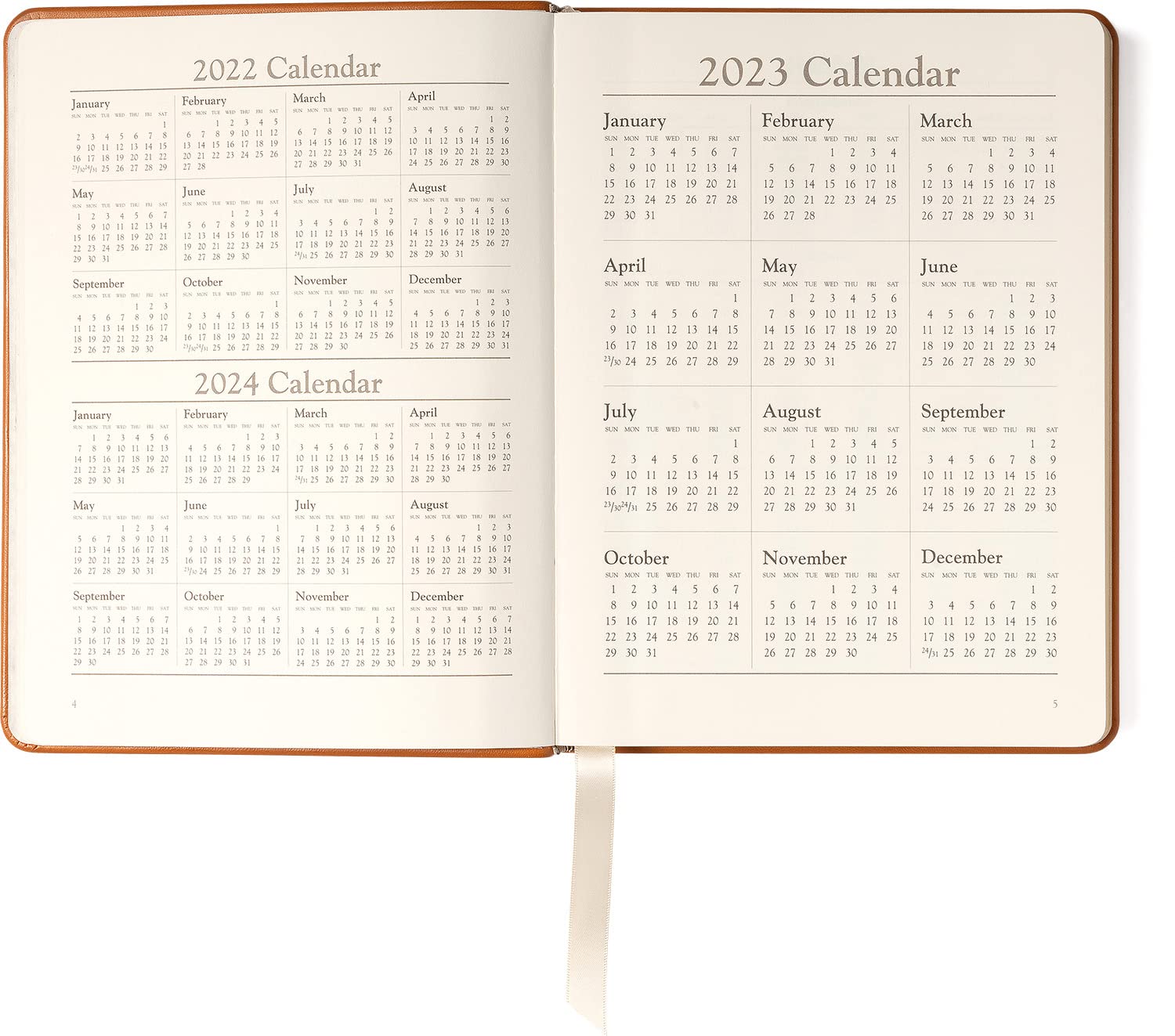 Graphic Image 2023 Leather Planner, Desk Diary Agenda Appointment Book, Luxury Soft Leather Bound in The USA, 7x9", Black