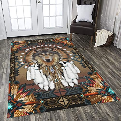 Native American Area Rug and 4 Pcs Non Slip Rug Tape for Floors Tiles Combo, Southwest Area Rugs, Southwest Design Rug, Geometric South West Pattern, c127 Modern Rug Home Décor, 5x8 ft