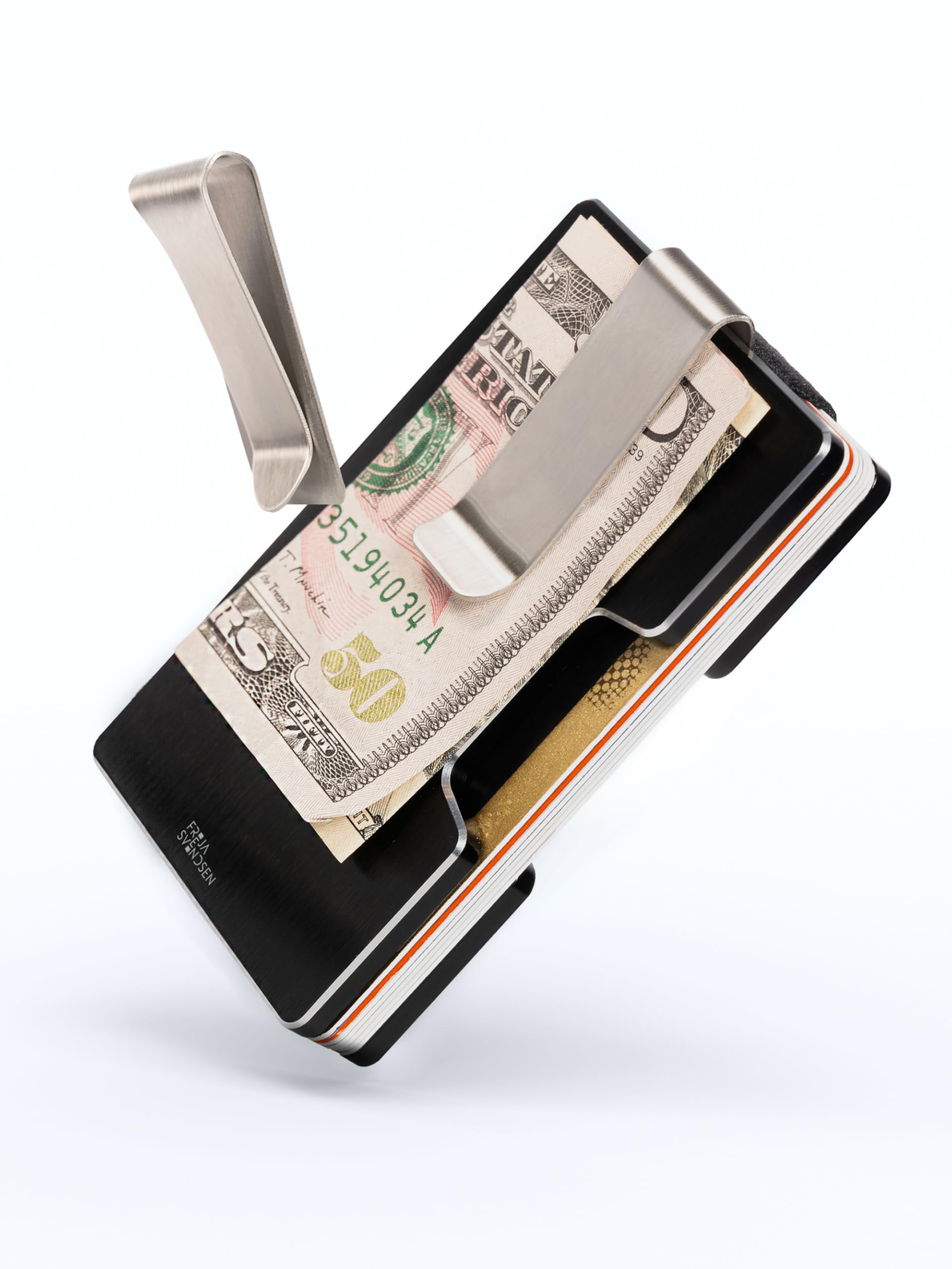 Freja Svendsen Printed Aluminum Wallet for Men - Slim Money Clip & Card Holder with Tactile Selective Varnish. Enhanced RFID Blocking, Compact, Unique & Minimalist Wallets - King of Hearts