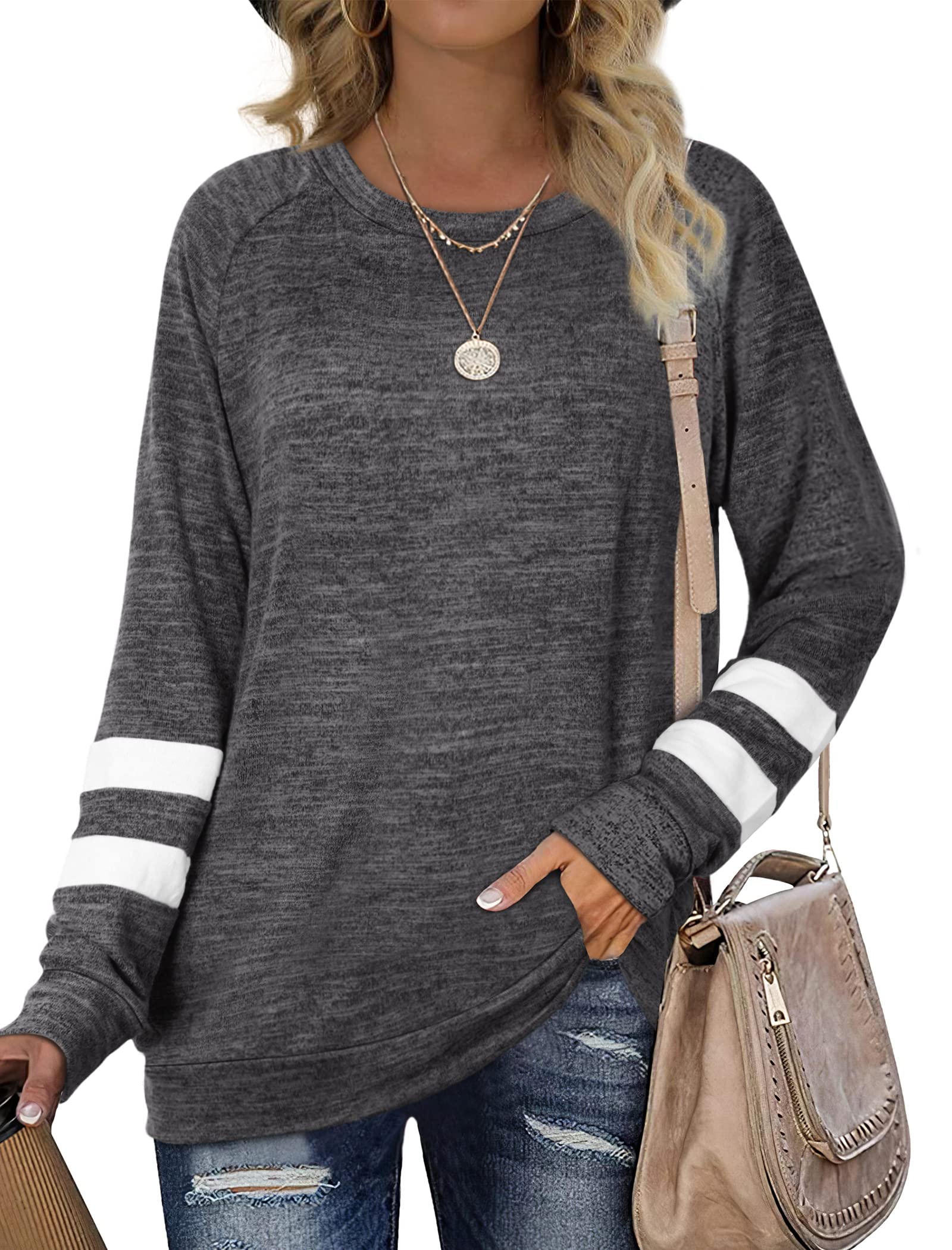 Geifa Sweaters for Women Trendy Cozy Sweatshirts Long Sleeve Shirts Fall Fashion 2023 Red L