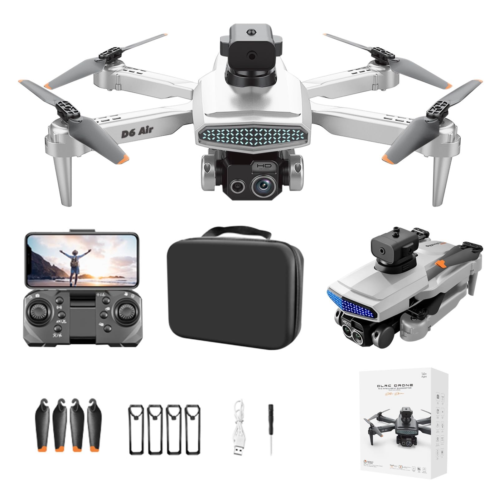 Drone Rc Quadcopter With 4k Hd Fpv Camera Three Lens Wifi Remote Control Aerial Drone Multirotors Circle Fly Altitude Hold Headless Mode Start Speed Gifts Toys