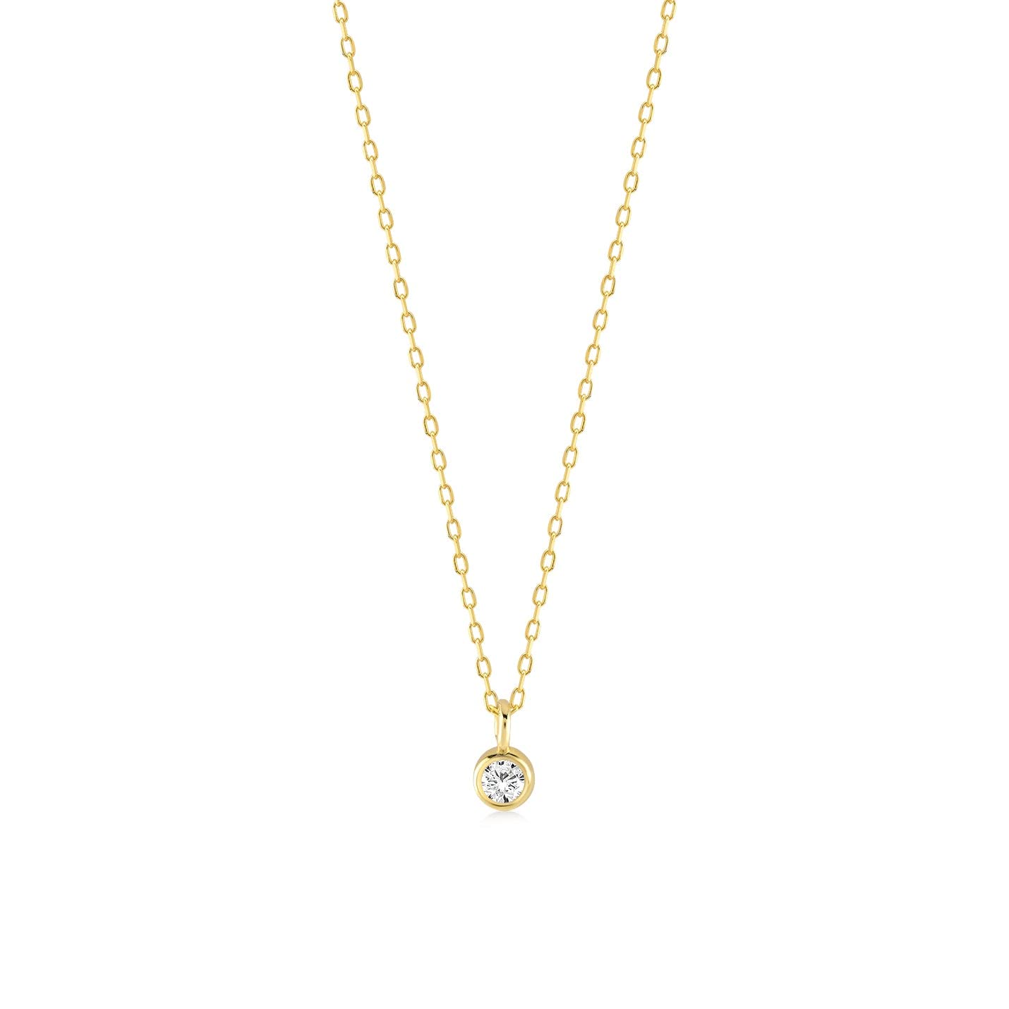 GELIN 14k Solid Gold Diamond Solitaire Necklace for Women