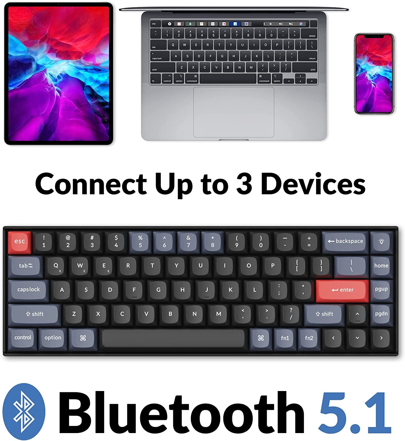 Keychron K6 Pro QMK/VIA Wireless Mechanical Keyboard, Hot-Swappable Custom Programmable Macro Wired Keyboard with Keychron K Pro Brown Switch, White Backlit, PBT Keycaps for Mac Windows Linux