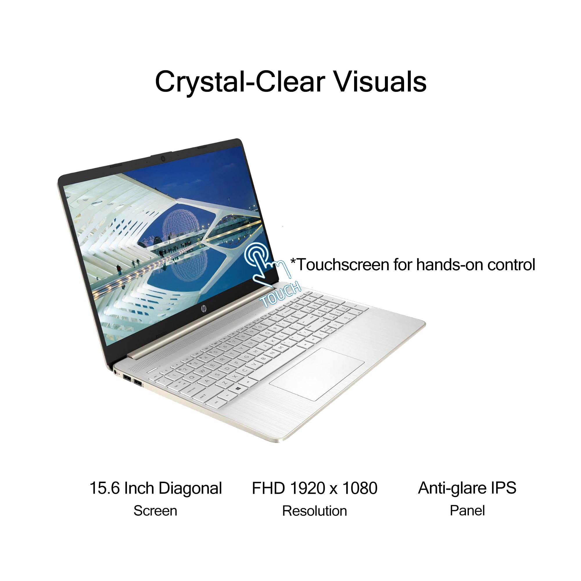 HP 15.6" FHD IPS Touchscreen Laptop, Intel Core i7-1165G7, 16GB RAM, 512GB PCIe SSD, HD Camera, Iris Xe Graphics, HD Audio with Stereo Speakers, Win 10 Pro, Silver, 32GB Hotface USB Card
