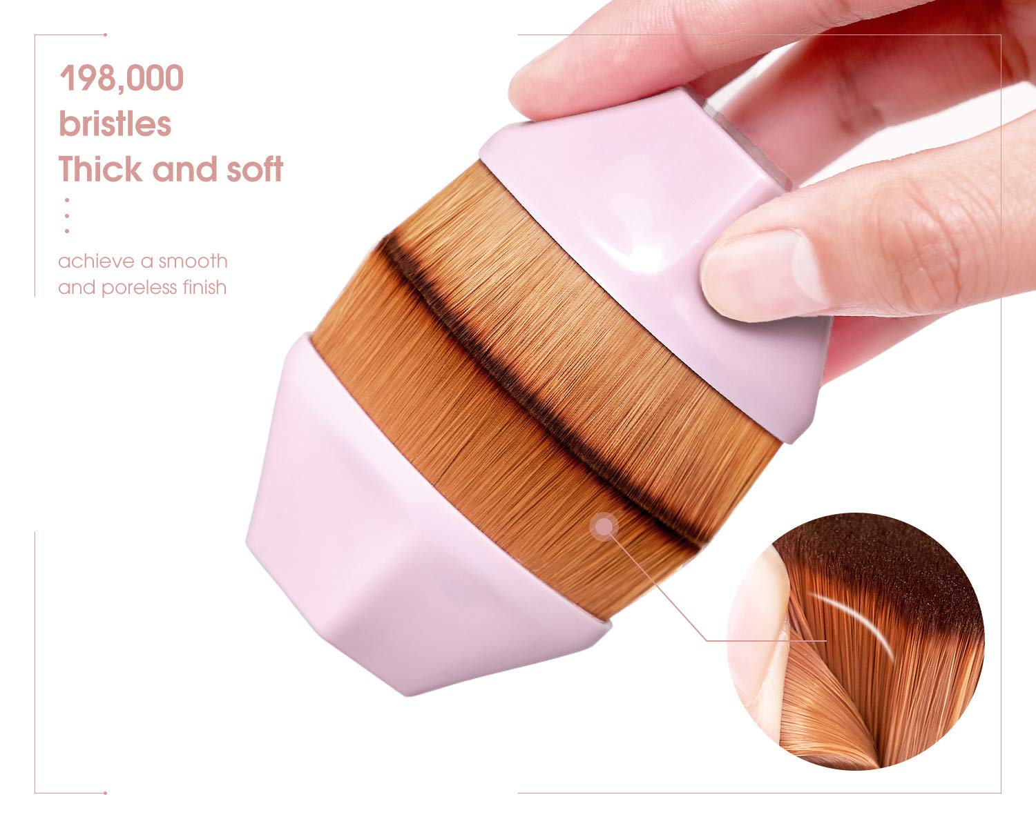 Flawless Foundation Brush for Liquid Makeup,Face Makeup Brush for Powder,Blush and Eyeshadow,Kabuki Flat Top 10 Seconds Makeup Brush with Case pink