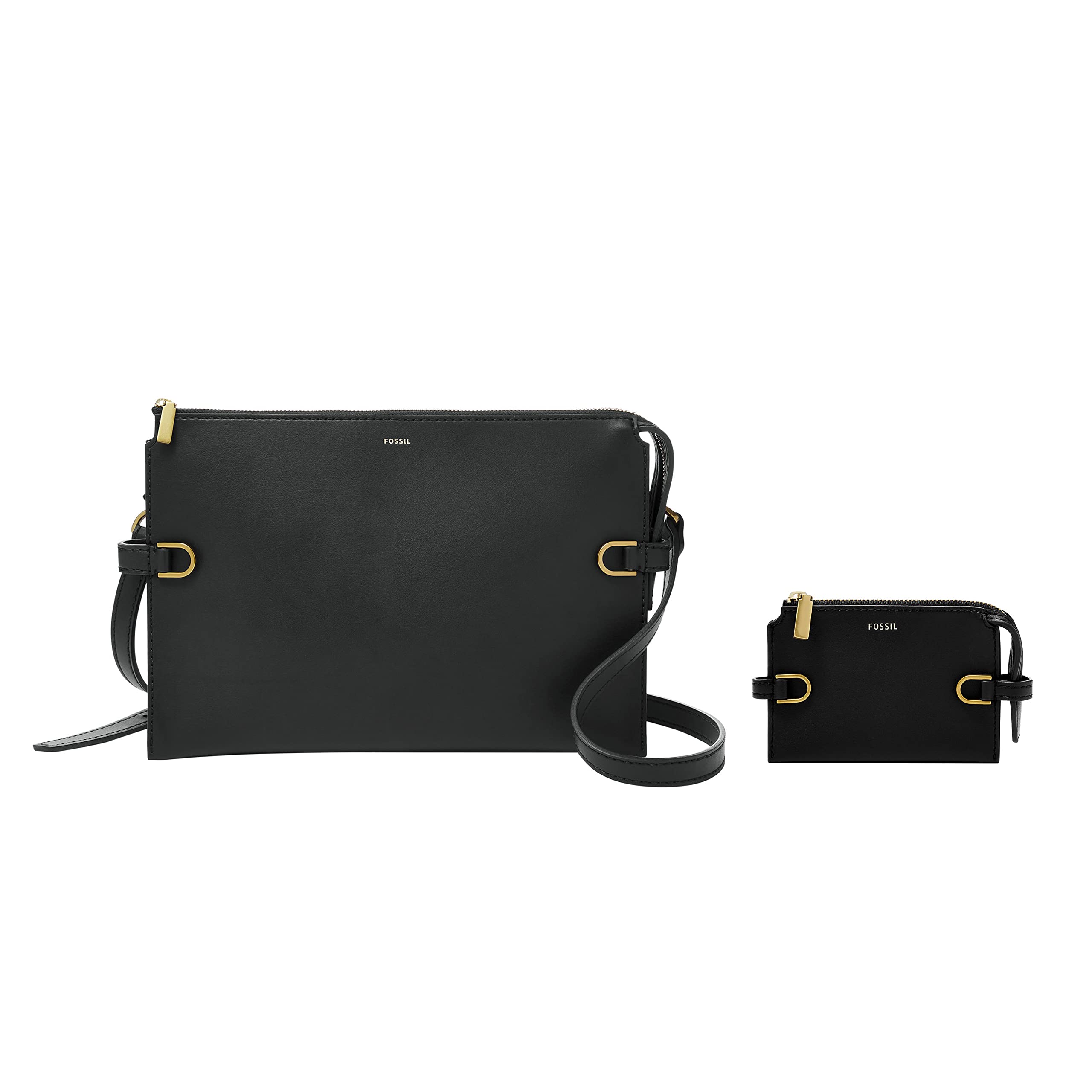 Fossil Women's Kier Vegan Cactus Leather Crossbody Purse Handbag, Black (Model: ZB1697001) Kier Card Case, Black