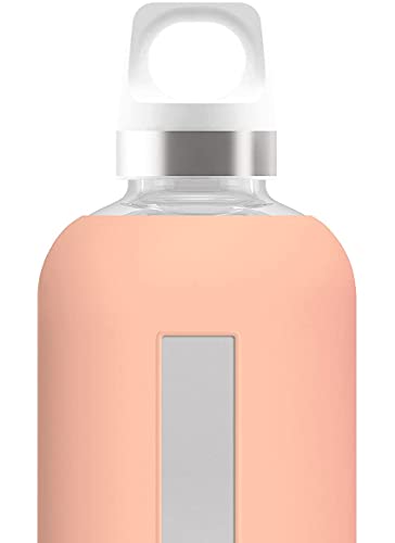 SIGG - Glass Water Bottle - Star Shy Pink - Soft Silicon Cover - Leakproof - Dishwasher Safe - BPA Free - Broscilate Glass - 17 Oz
