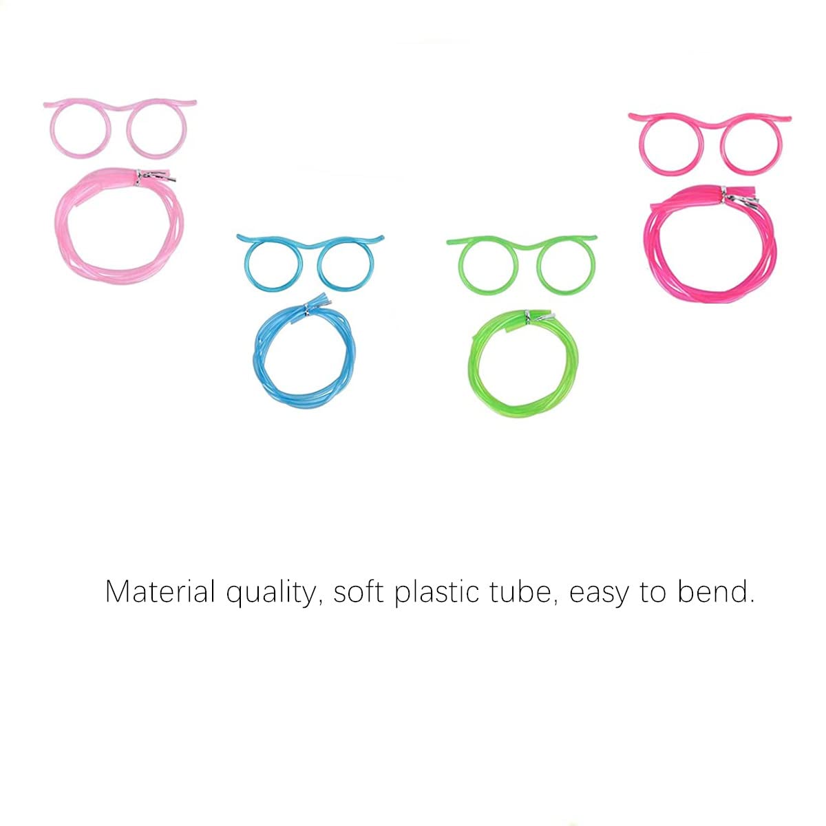 Flexible Soft Silly Straws, 8PCS Drinking Straw Eye Glasses, Silly Straw Glasses drinking Tube for Kids Party, Birthday, Fun Party