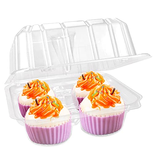 GothaBach 20 Pack 4-Compartment Clear Plastic Cupcake Boxes, 4-Cavity Cupcake Holders, Clear Cupcake Containers
