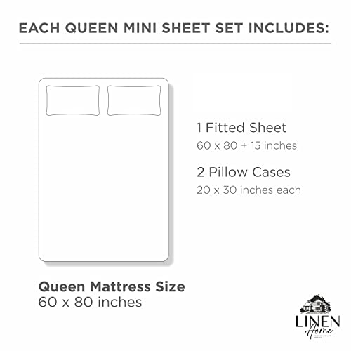 Linen Home 100% Cotton Percale Fitted Sheet Set Queen Size, Silver, Deep Pocket, 3 Piece -1 Deep Pocket Fitted Sheet and 2 Pillowcases, Crisp Cool and Strong Bed Linen