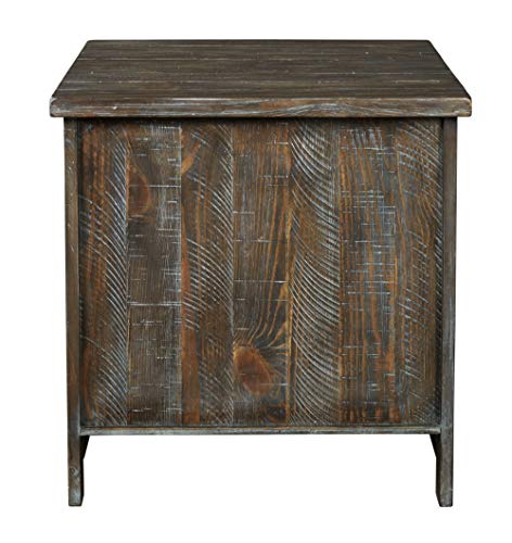 Signature Design by Ashley Danell Ridge Rustic Square End Table with Double Cabinet Doors and 1 Storage Shelf, Brown