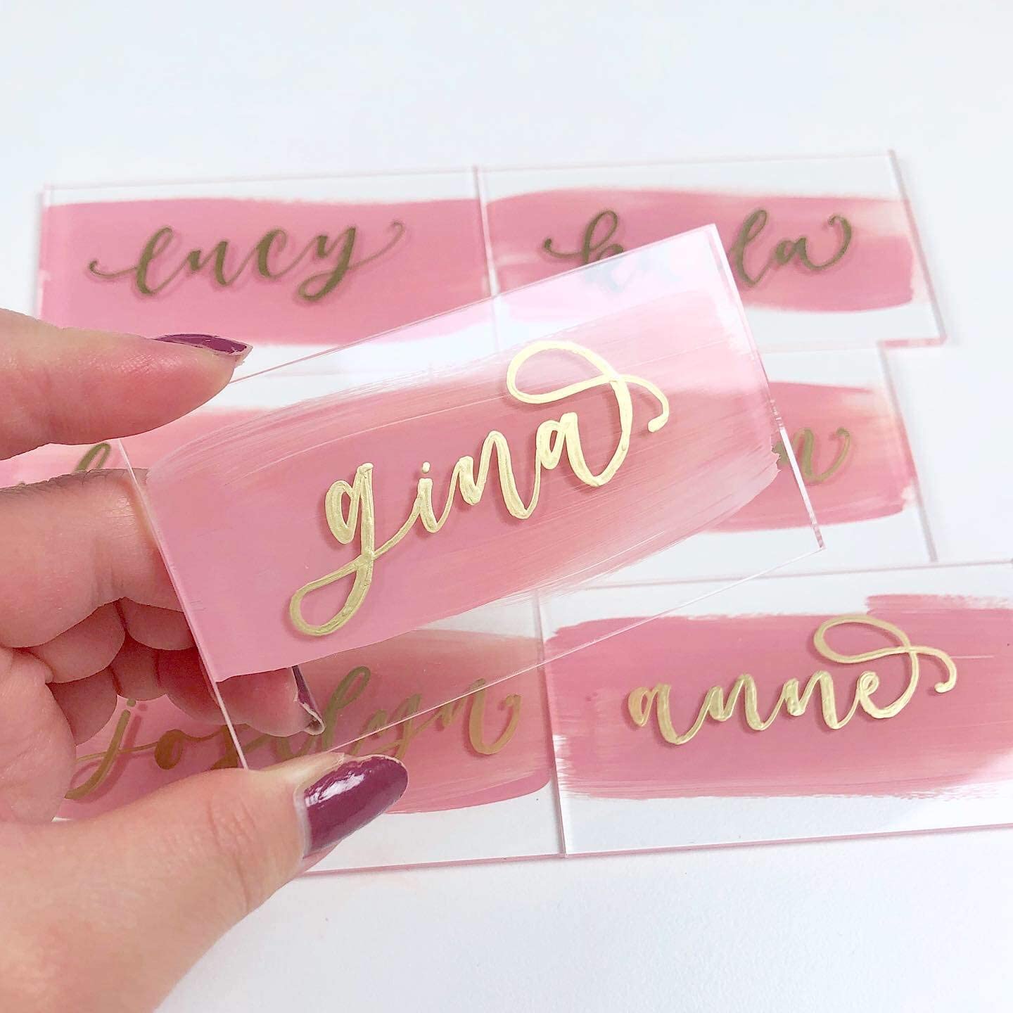 UNIQOOO Place Cards, 20pcs Clear Acrylic - Blank Rectangle Table Cards for Wedding, Party & Event Decoration - 3 1/2 x 2"