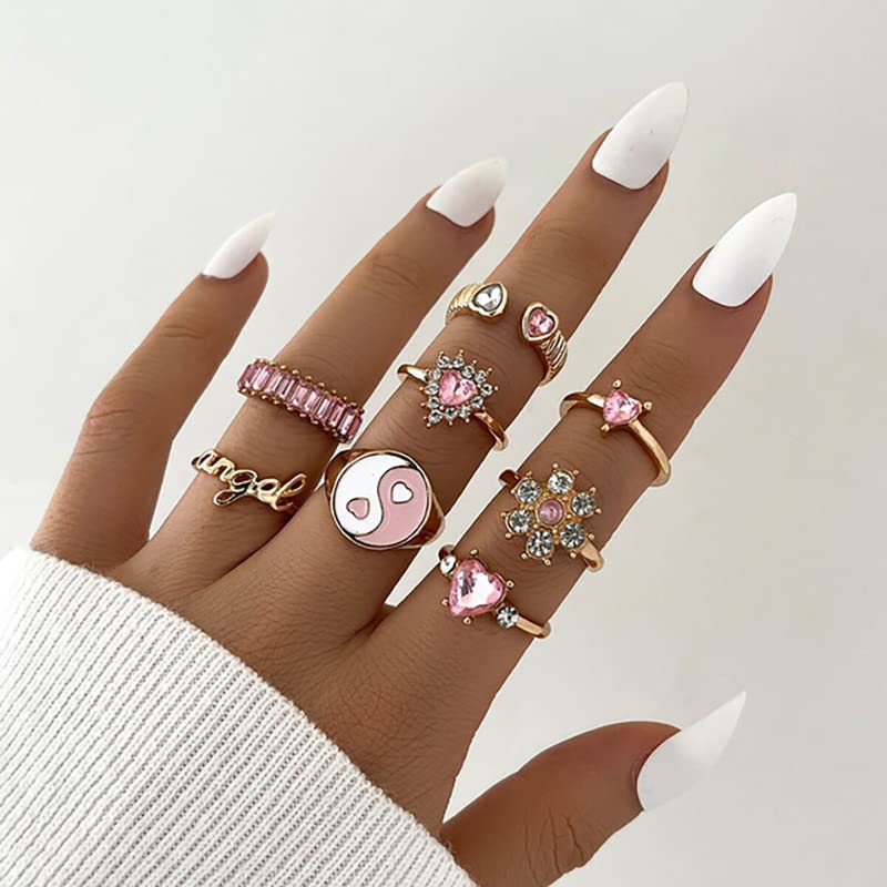 Gonaver Colorful Y2K Finger Knuckle Ring Set (C)