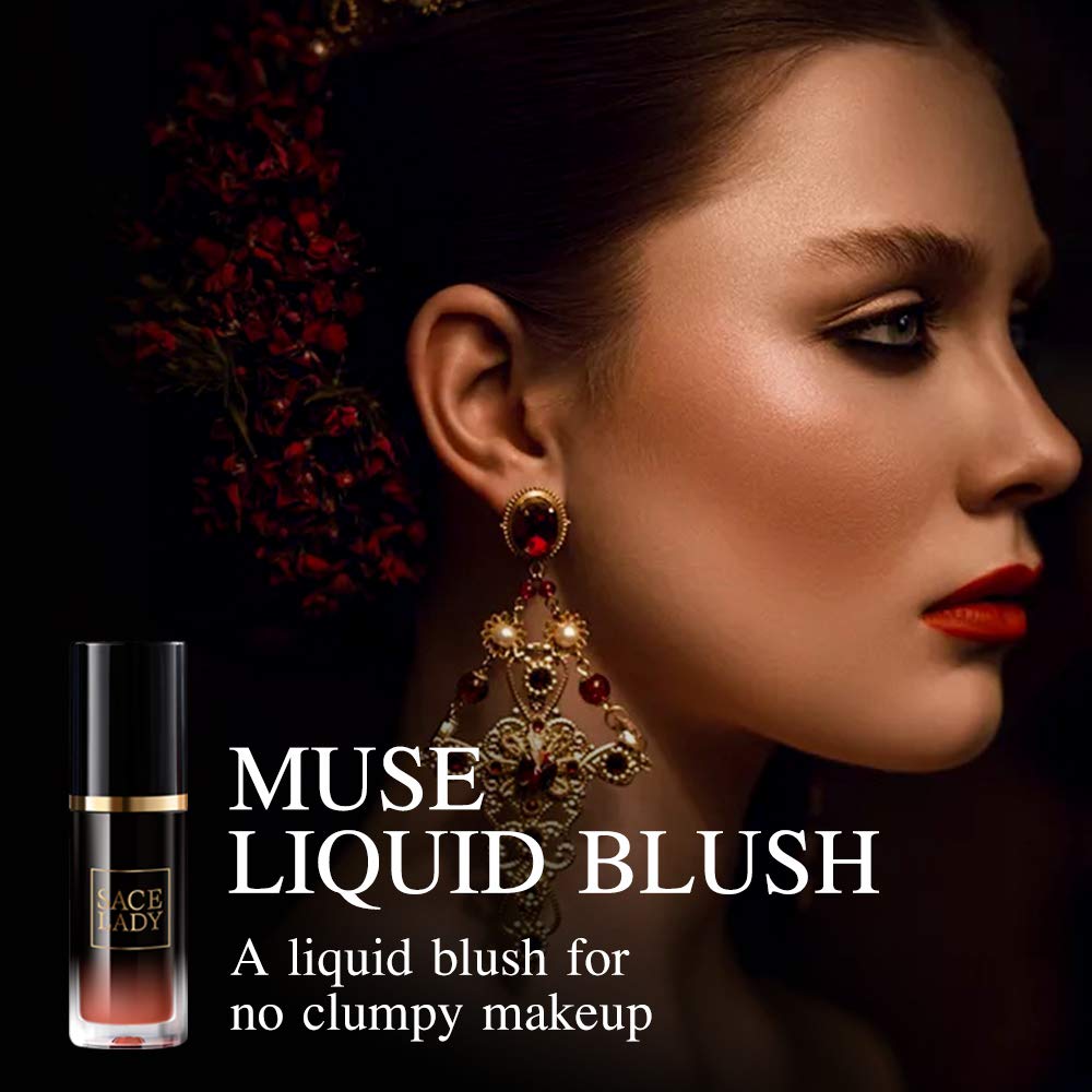 Face Blush Make-Up Pigmented Natural-looking Liquid Cheek Blusher Cream Gel, Long Lasting, Lightweight, Blendable, Cruelty Free Sace Lady Women Makeup, 0.14Fl Oz (CUP CAKE)
