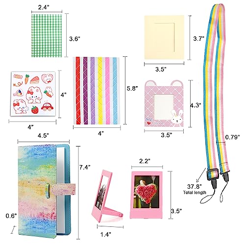 GEMHOPE Camera Accessories Colorful Bundle Kit Compatible with Fujifilm Mini 9/8/90/70/11 12 Accessory Include Film Sticker, Desk Frames, Hanging Frame, Strap, Clips (Colorful)