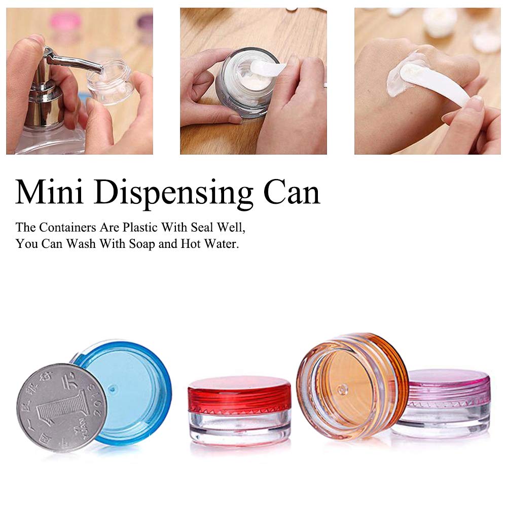 FULANDL 100Pcs 5G Sample Container, Empty Round Cosmetic Containers with Lid Plastic Container Pot Jars for Creams Nail Polish Lip Balm Lip Gloss Make-up Storage (10Color) (5G-100PCS)