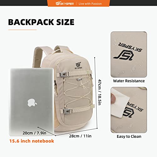 SKYSPER Laptop Backpack 25L Skateboard Travel Backpack for Men Women Business College Backpack(Beige)