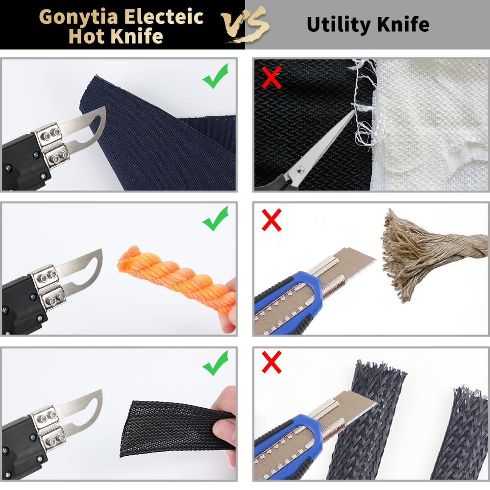GONYTIA Hot Knife Rope Cutter Fabric Cutter Pro Electric Hot Knife Heat Sealer Cutting Tool kit (GT-2(fabric rope cutter))