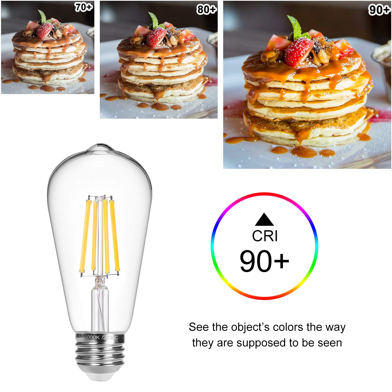 FANDBO LED Vintage Bulb 9W Dimmable LED Filament Light Bulb 75W-100W Incandescent Equivalent 1200LM ST64 Led Edison Bulb 3000K Soft White 90+ CRI E26 Medium Base Clear Glass for Home, Office, 4 Pack