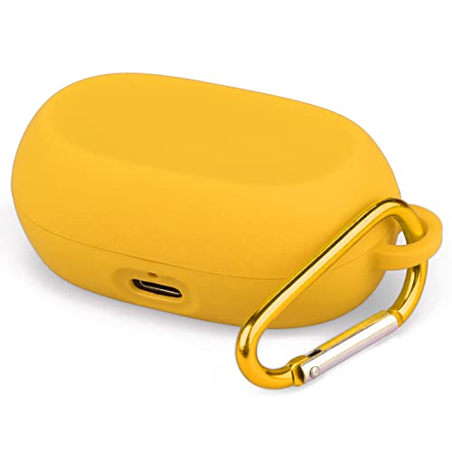 Silicone Case Cover for Jabra Elite 7 Pro/Elite 7 Active True Wireless Earbuds, Anti-Scratch Jabra Elite 7 Pro Case Replacement with Keychain(Yellow)