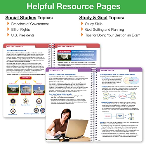 Global Datebooks Dated Middle School or High School Student Planner for Academic Year 2023-2024 Includes Ruler/Bookmark and Planning Stickers (Matrix Style - 5.5"x8.5" - Black Stripe)