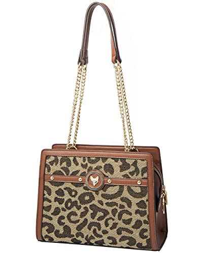 FOXLOVER Fashion Chain Shoulder Bag for Women Ladies Leopard Pattern Handbag Purse