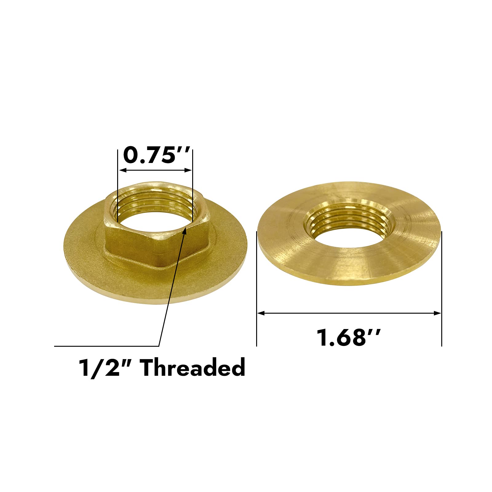gotonovo Lock Nuts to Secure Faucet 1/2 Inch Brass for Installation Kit of Faucet Bathroom Pop-Up Locknuts 2 Pack