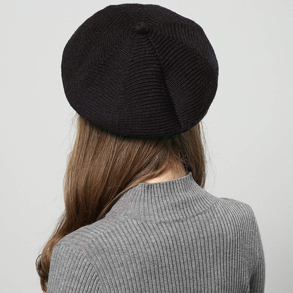 French Style Beret Hats for Women Knit Artist Hats Classic Solid Color Warm Beanie Hat