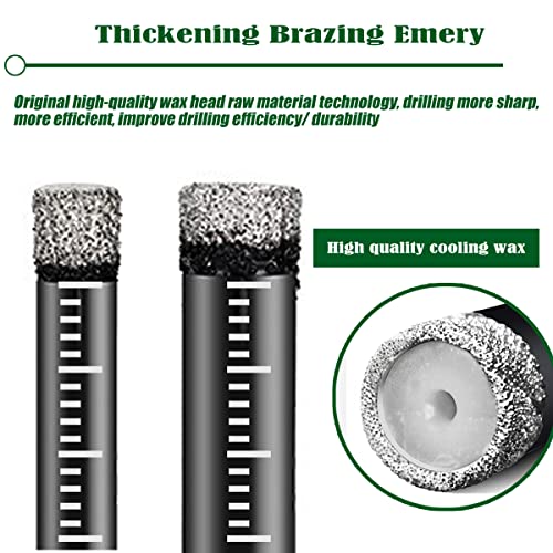 JOERIC 8 PCS Black Dry Diamond Drill Bits Set, Hex Shank Diamond Hole Saw Kit with Storage Bottle, for Granite Marble Tile Ceramic Stone Glass Hard Materials (Not for Wood) with Size 3/16'' to 9/16''