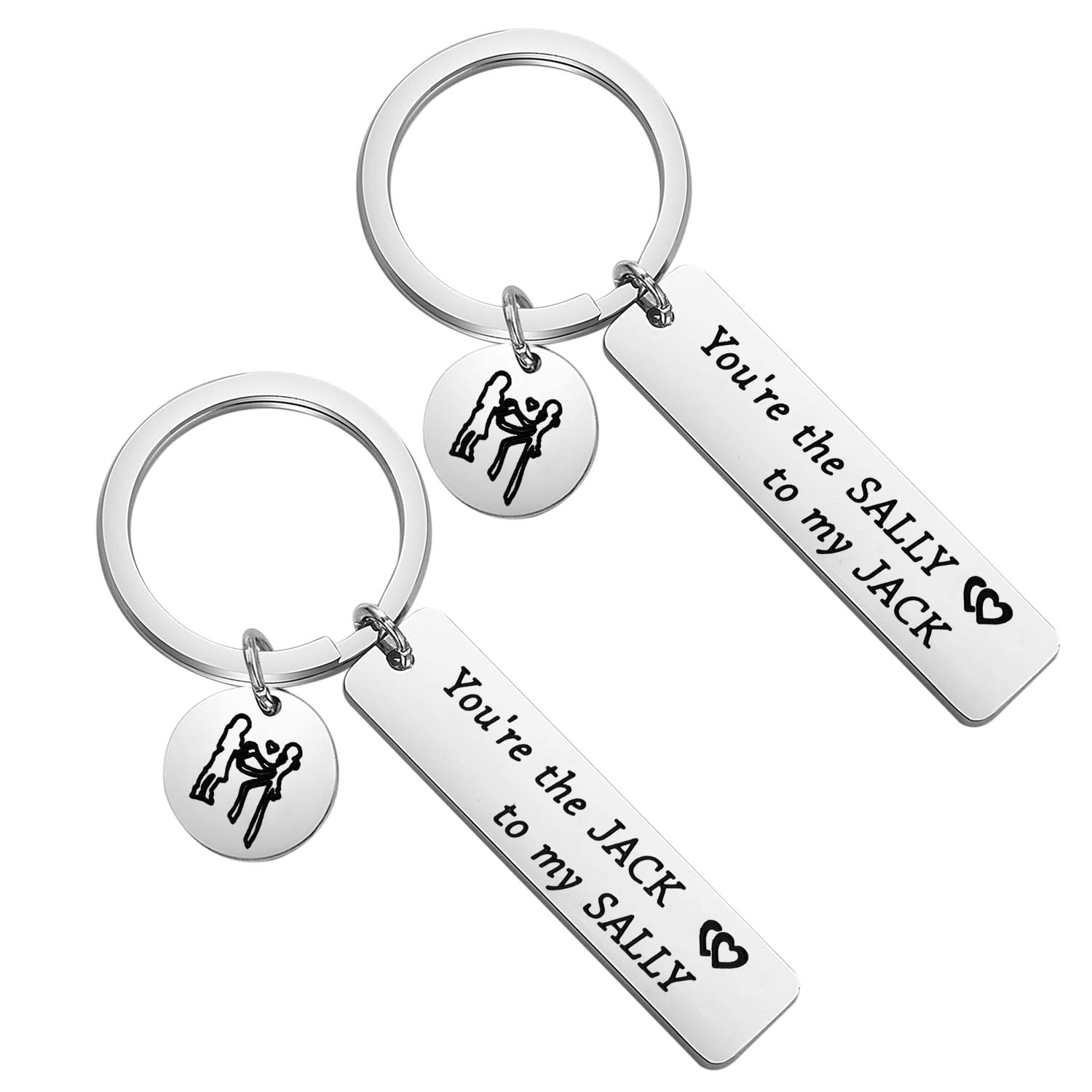 FOTAP Jack and Sally Inspired Gift Skull Jack and Sally Gift Jack Skellington & Sally Jewelry Couples Matching Gift (Jack and Sally 2key)