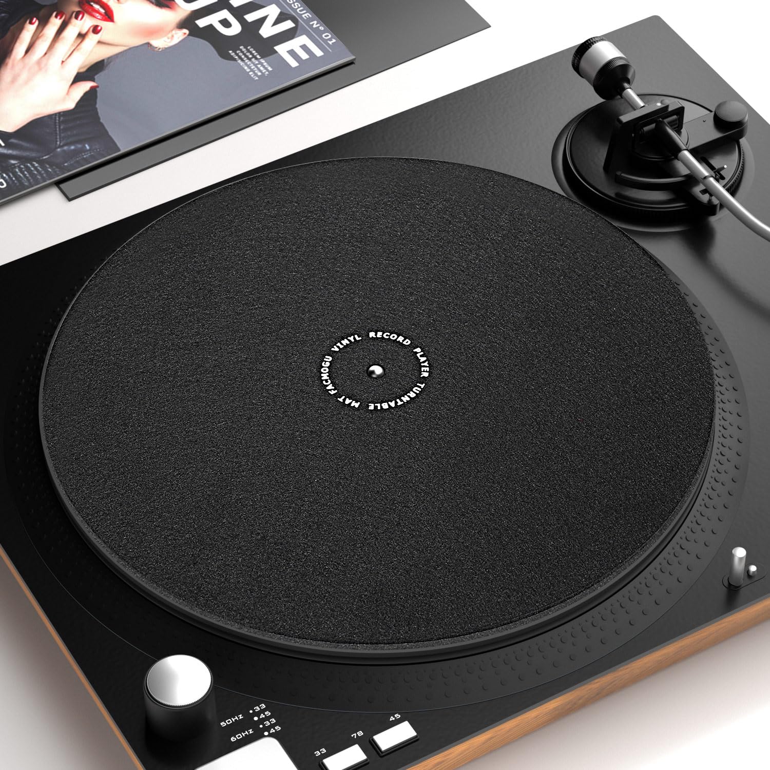Facmogu 12 Inch 2mm Turntable Slipmat Wool Mat Anti Vibration Record Platter Mat, Phonograph LP Vinyl Record Player Black Mat Slip-Mat Player Wool Pad, Professional Tuning Equipment Improve Sound