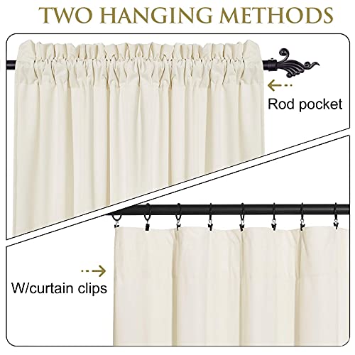 StangH Cream White Velvet Curtains & Pink Pom Pom Blackout Curtains