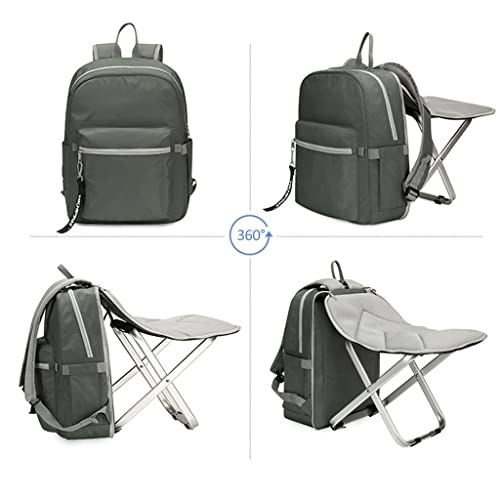 FHDGH 2 in 1 Folding Fishing Chair Bag Backpack Lightweight Backpack Stool Combo Backpack for Camping Fishing Hiking Picnic BBQ (Color : Black, Size : As Shown)