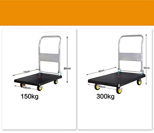 Generic Handling Vehicle Flatbed Truck Folding Push Cart Dolly Moving Platform Hand Truck for Easy Storage and 360 Degree Swivel Wheels, 72X46CM, Black