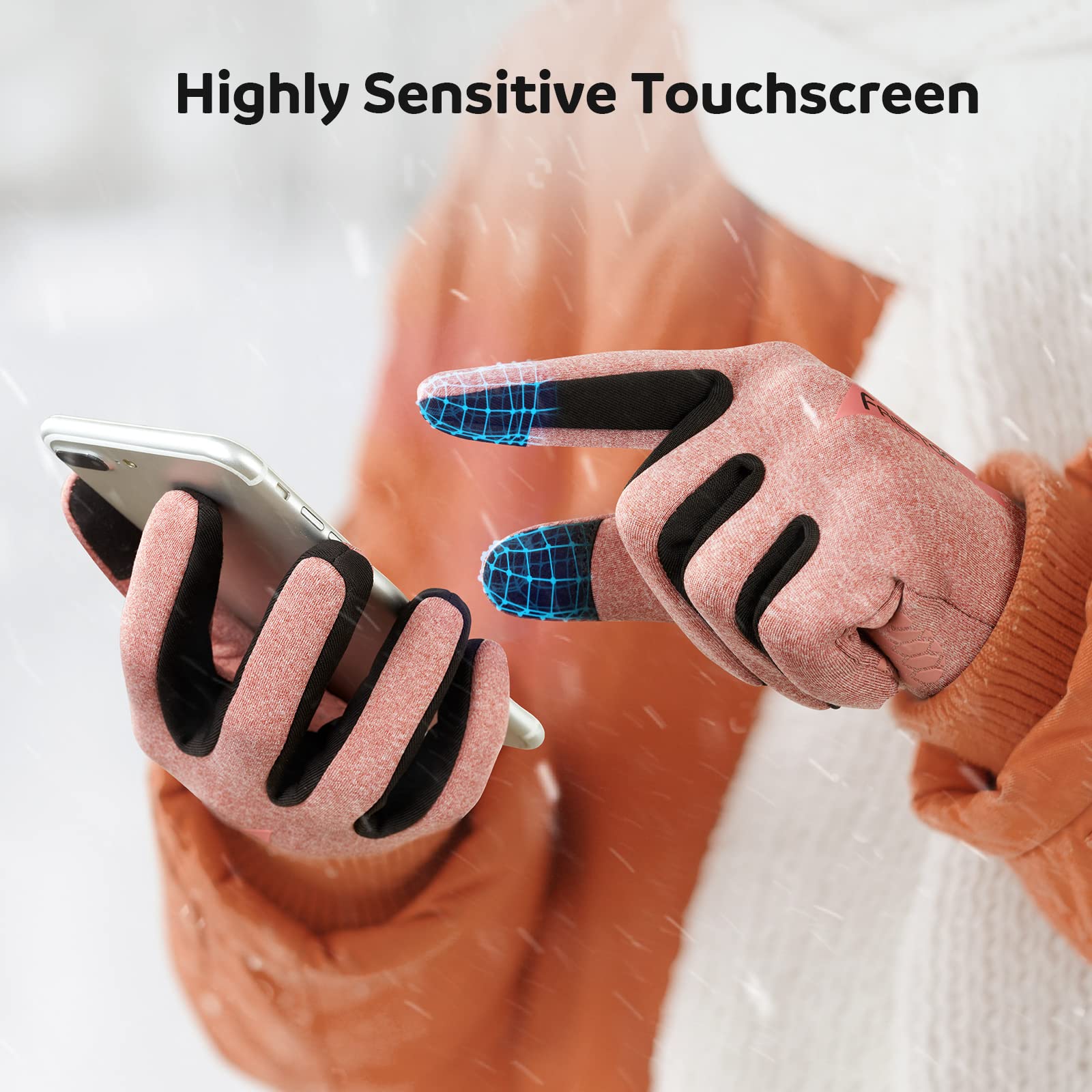FREETOO Winter Gloves for Women, 2022 Stylish Double Locking Thermal Running Gloves, Warm Waterproof Touchscreen Driving Gloves