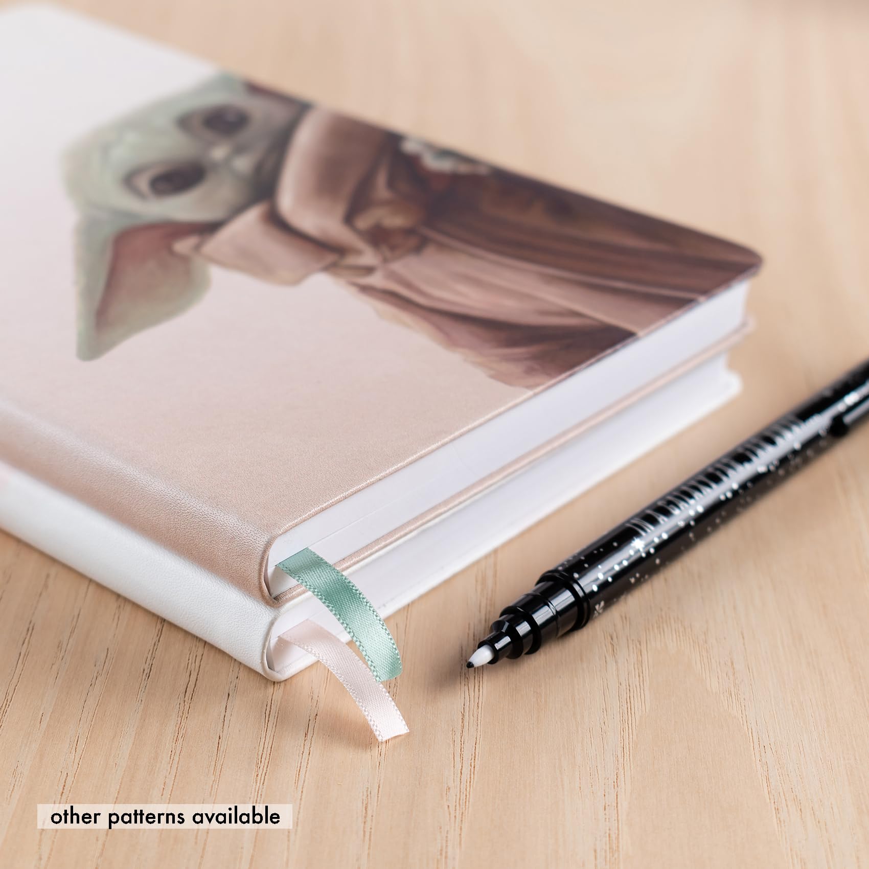 Erin Condren Softbound Lined Notebook - Vegan Leather - 124 Pages 80 lb. Thick Paper, Ribbon Page Marker - 5" x 8.25", Star Wars Grogu