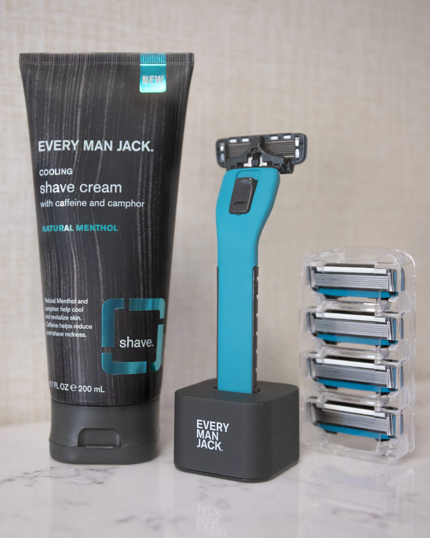 Every Man Jack Natural Menthol Shave Cream for Men - Soften and Prep Sensitive Skin and Beard for a Close, Comfortable Shave with Natural Menthol, Coconut Oil, and Aloe - 6.7-ounce - Twin Pack