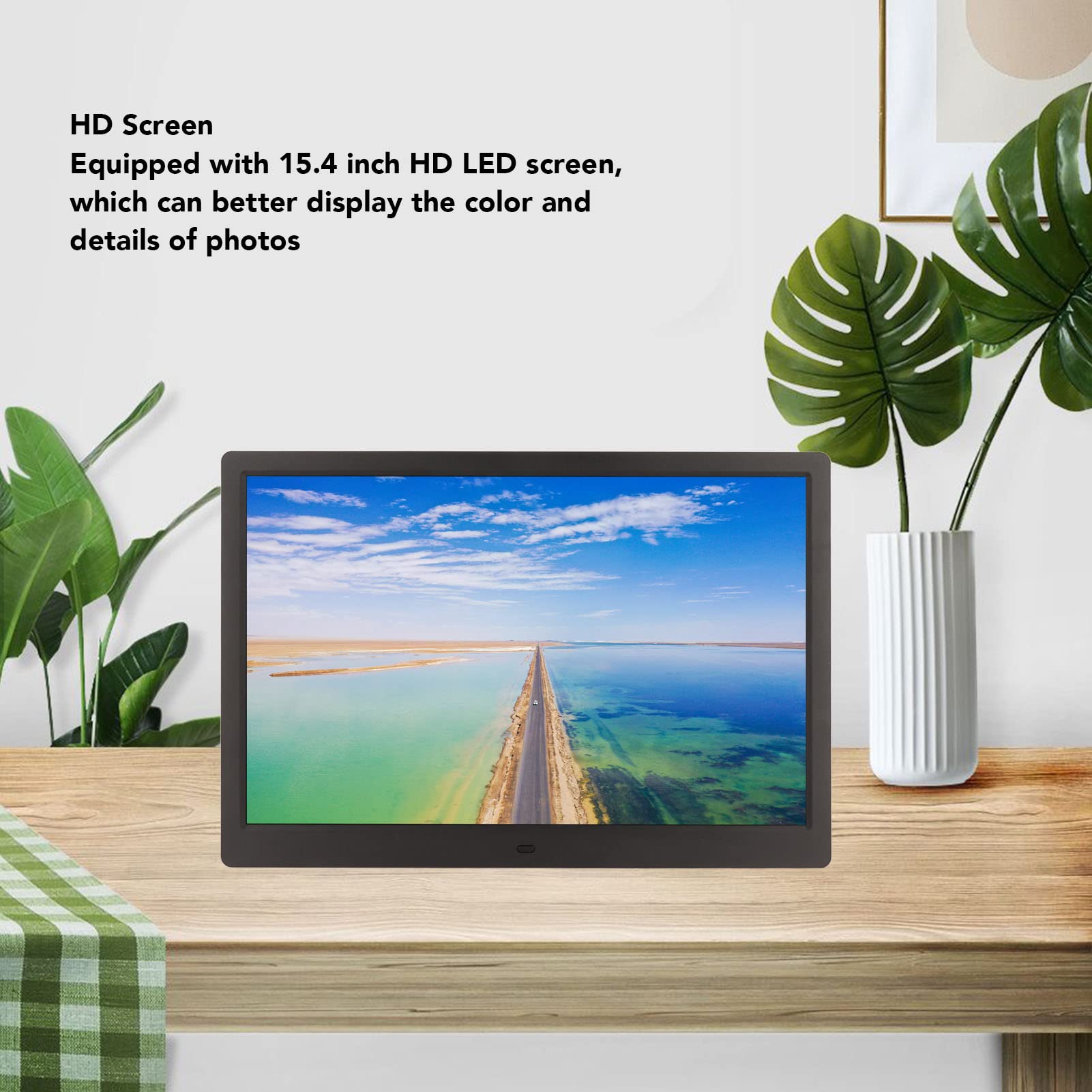 Electronic Picture Frame, HD 1280x800 Large Storage Digital Picture Frame 100‑240V for Music (US Plug)