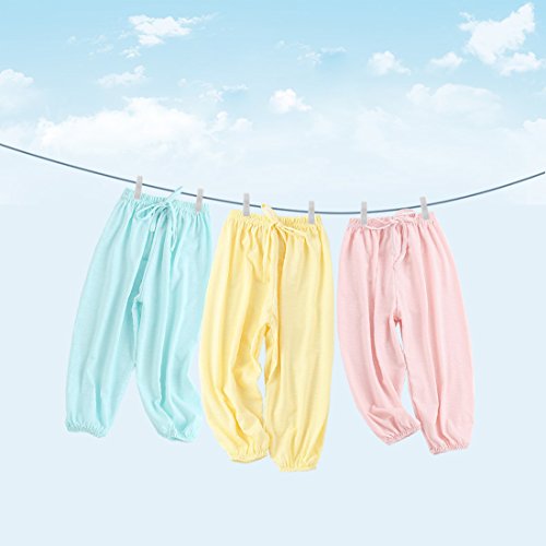 PAUBOLI Baby Long Bloomers Soft Slub Cotton Harem Pants for Boys Girls 12M-7T (2-3 Years, Beige)