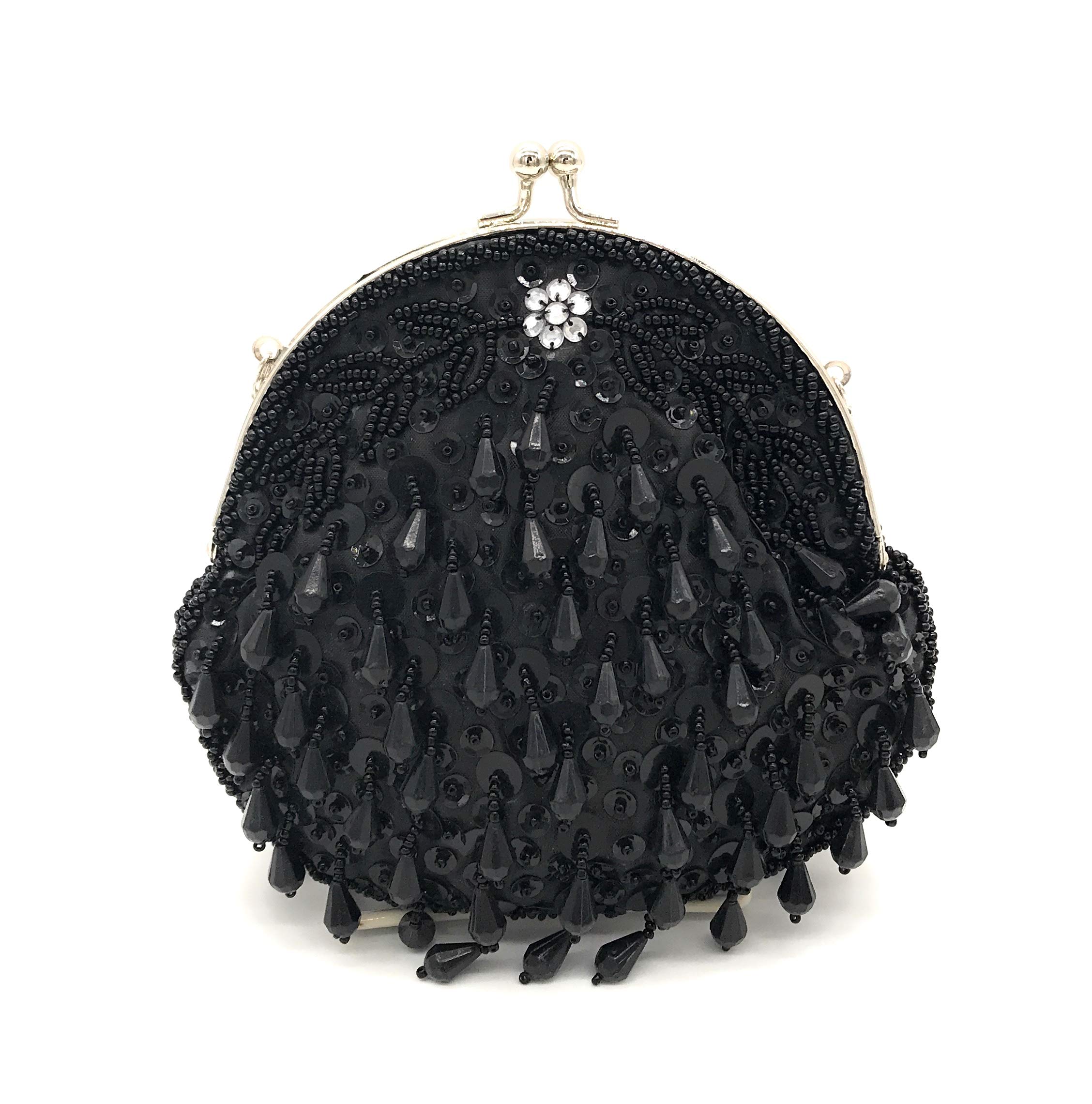 Frewahmesh Women clutch sequins evening purse bag for Cocktail Party Prom Wedding Banquet (Black)