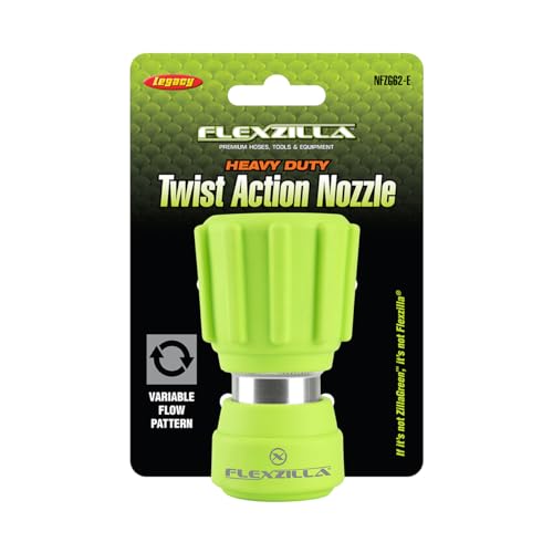 Flexzilla Garden Hose Nozzle - Heavy Duty Twist Action, NFZG62, ZillaGreenâ˘