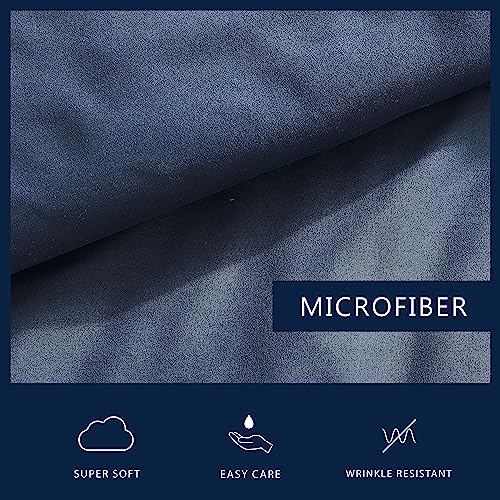 Nautica - Full Bed Set, Reversible Comforter Set, Includes Bonus Sham(s), Fitted Sheet, Pillowcase(s) and Laundry Bag, Dorm Room Essentials (Harmead Navy, Full)