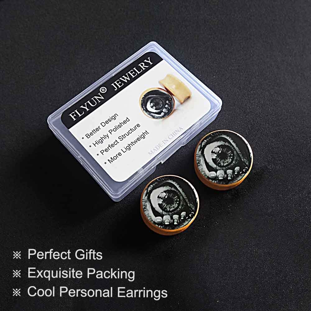 FLYUN 2Pcs Natural Wood Eyeball Ear Plugs Tunnels 8-25mm Gauges Double Flared Saddle Plugs Stretcher Expander Piercings Jewelry (1" (25mm))