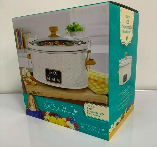 Pioneer Woman 6 QT Slow Cooker, Locking Lid, Removable Crock, Digital